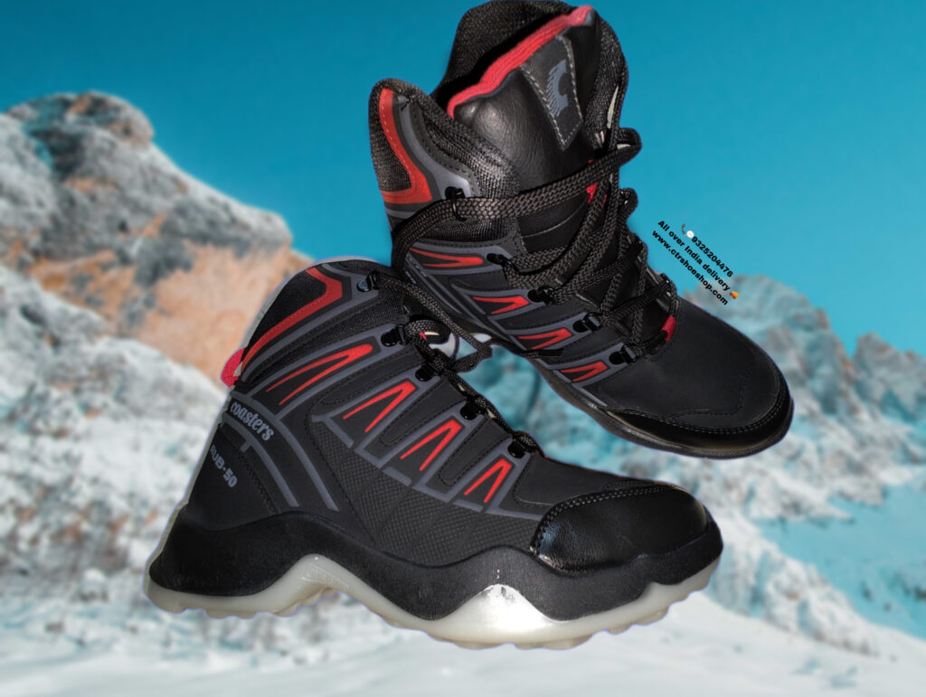 Anti slip Waterproof Ctr Hiking shoes in action Snow trekking ( Rub-50 ...